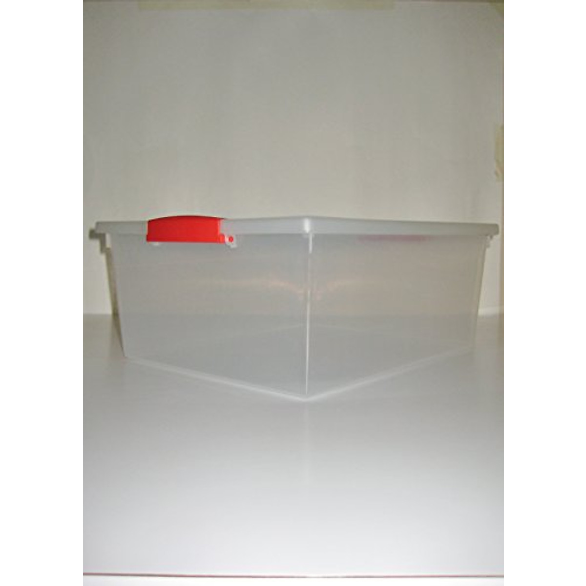 Romanoff 12 QT Clear Storage Box with Red Snap Handle. Great for Toys,Garage & Laundry Room Organization. ***Stores Kinetic Sand Perfectly!!***
