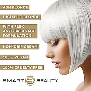 Smart Beauty Ash Blonde Hair Dye Permanent with Plex Anti-Breakage Technology that Protects Rebuilds Restores Hair Structure, Permanent Hair Colour, Ash Blonde Hair Dye, Vegan, Cruelty Free