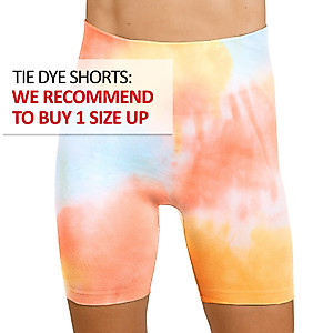 MAXXIM Womens Tie Dye Biker Shorts High Waisted Seamless Scrunch for Gym Workout Yoga Running Orange Sunrise Medium