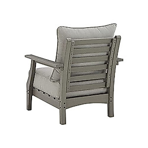 Signature Design by Ashley Outdoor Visola Patio HDPE Cushioned Lounge Chair, 2 Count, Gray