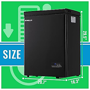 DEMULLER Deep Freezer Top Open Door Chest Freezer Mini Freezers with 2 Removable Basket Electronic Display Screen Black