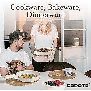 CAROTE 24pcs Detachable Handle Pots and Pan Set, Nonstick Induction Cookware, Removable Handle Kitchen Cookware Set, RV Oven Safe Cookware, Kitchen Cookware Set Non Stick, Cream White