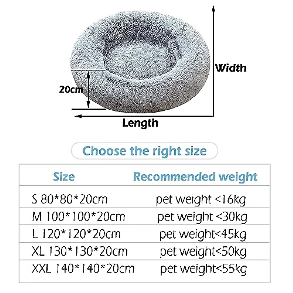 XIEMINLE Donut Cat Bed Anti Anxiety Dog Bed, Fluffy Calming Pet Bed Round Plush Pet Bed for Large Medium Small Dogs and Cats, Dog Sofa Bed with Non-Slip Bottom,80cm/31.5in,Purple