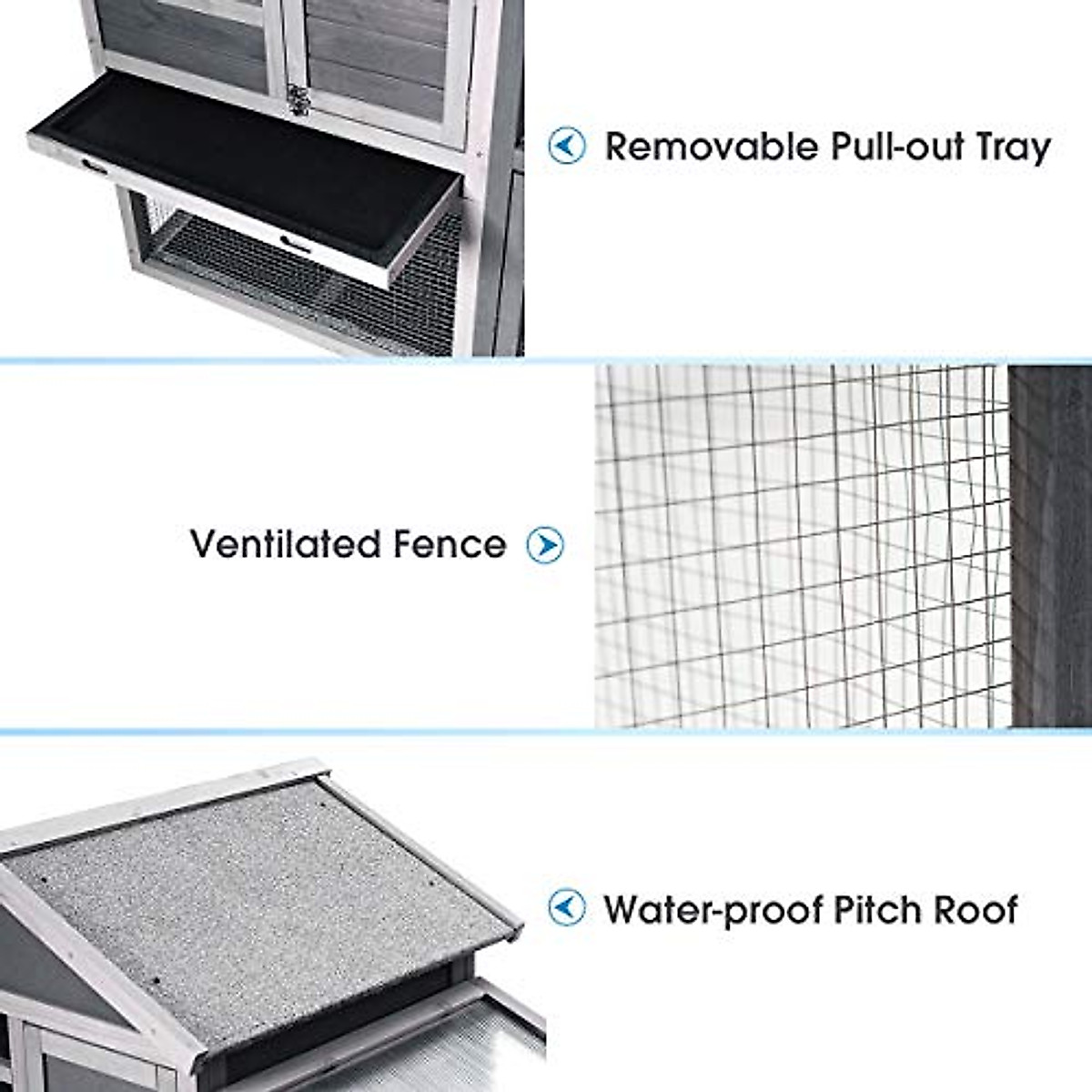 PETSITE Chicken Coop Run, Rabbit Hutch Small Animal Houses & Habitats for Indoor Outdoor Use, Wooden Rabbit Bunny Cage with Pull Out Tray