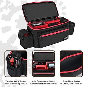 ZIOZERTT Air Compressor Bag Compatible with Milwaukee M18 Tire Inflator 2848-20/Craftsman V20, Air Pump Carrying Case Fits for Milwaukee Tools Accessories and 18V Battery, Black (Bag Only)