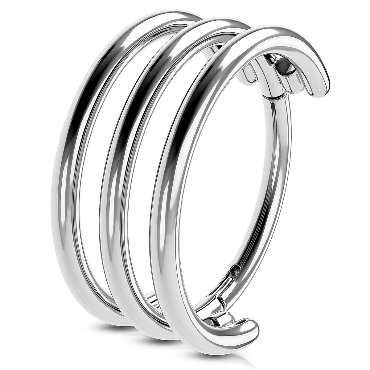 OUFER 16G Conch Piercing Jewelry, 316L Stainless Steel Conch Earrings, Three Row Nose Rings Hoops, Helix Cartilage Daith Rook Earrings for Women and Men-12MM