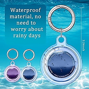 Airtag Keychain Waterproof,Air Tag Holder Case Compatible with Apple AirTag Case for Dog Cat Collar Tracker Key Ring Locator Protective Cover (GI-Blue/Purple-2PC)