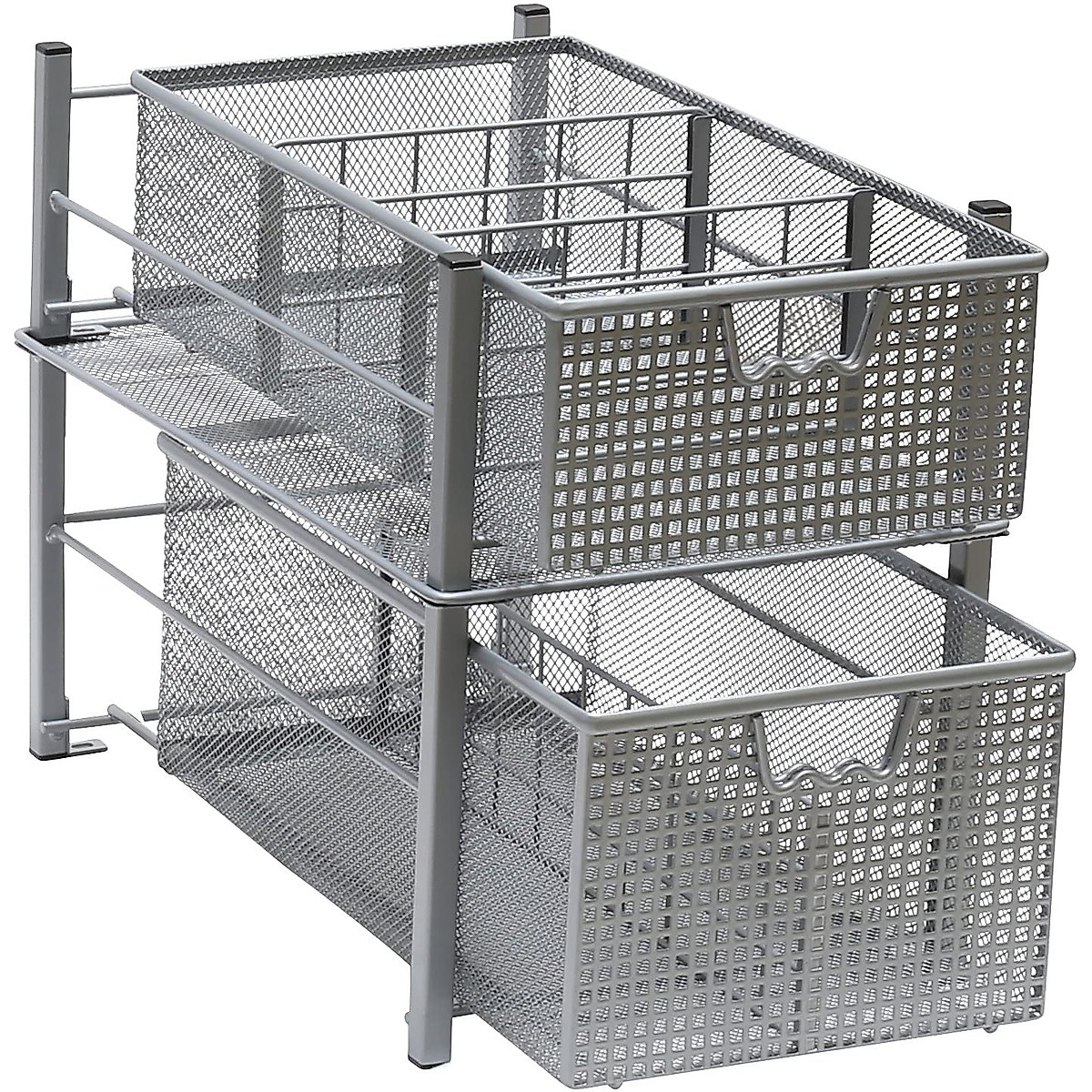 DecoBros Sliding Cabinet Basket Organizer Drawer, Silver