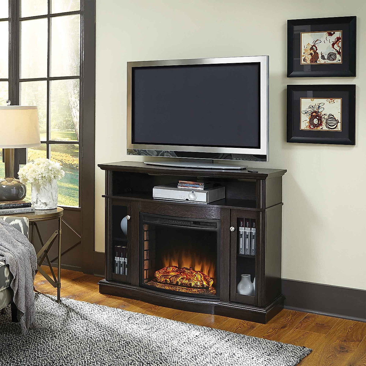 Pleasant Hearth 248-44-34M Elliot Media Electric Fireplace, Black