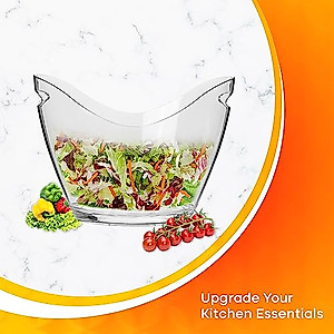 2 Pack 3.5 Liter Acrylic Large Serving Salad Bowl Set with Tong Easy To Carry Handles Design - Snack Bowl Set For Serving Salad, Popcorns, Hosting, Picnics, Parties with Tongs (Pack of 2)