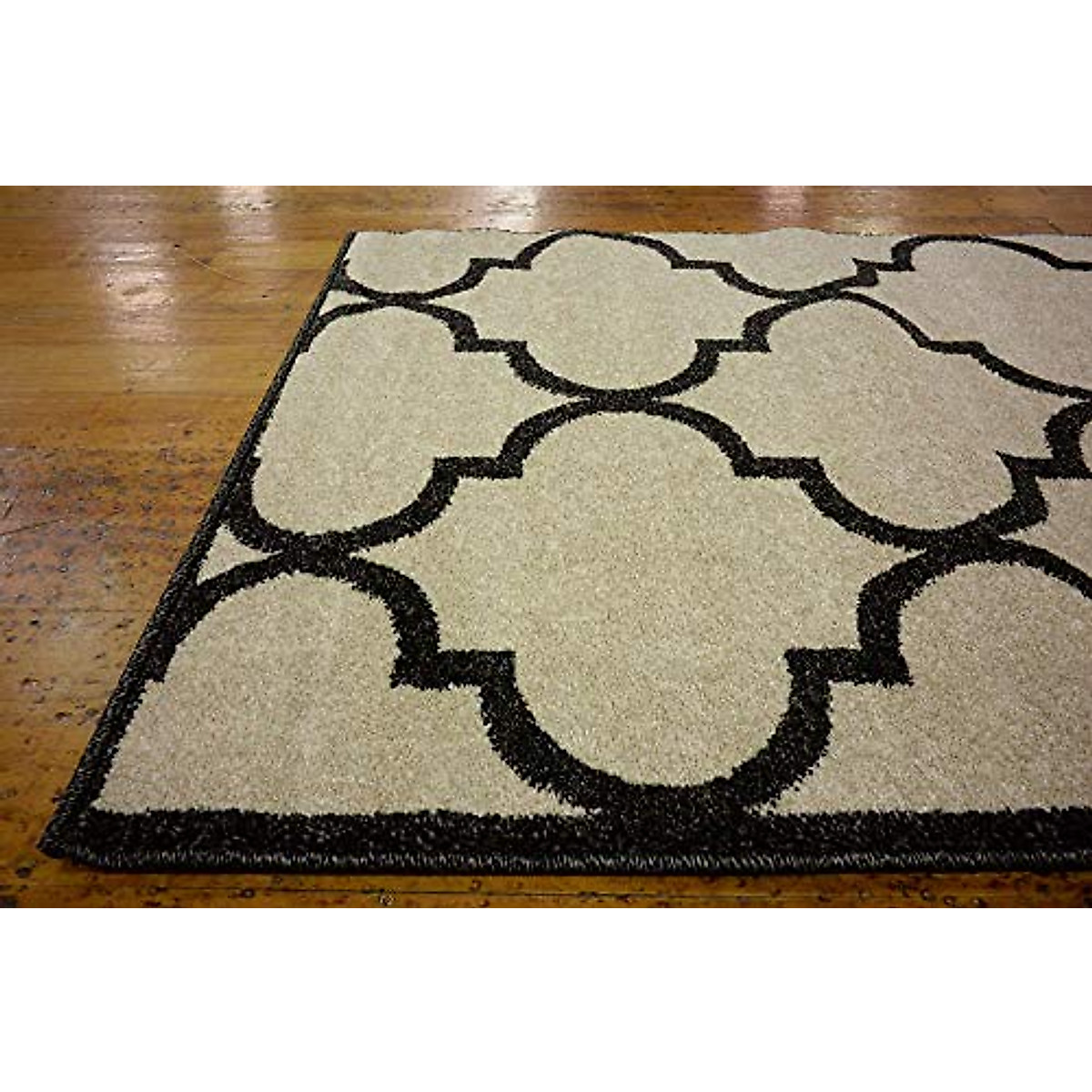 Unique Loom Trellis Collection Modern Morroccan Inspired with Lattice Design Area Rug, Runner 2' 7" x 10' 0", Beige/Black