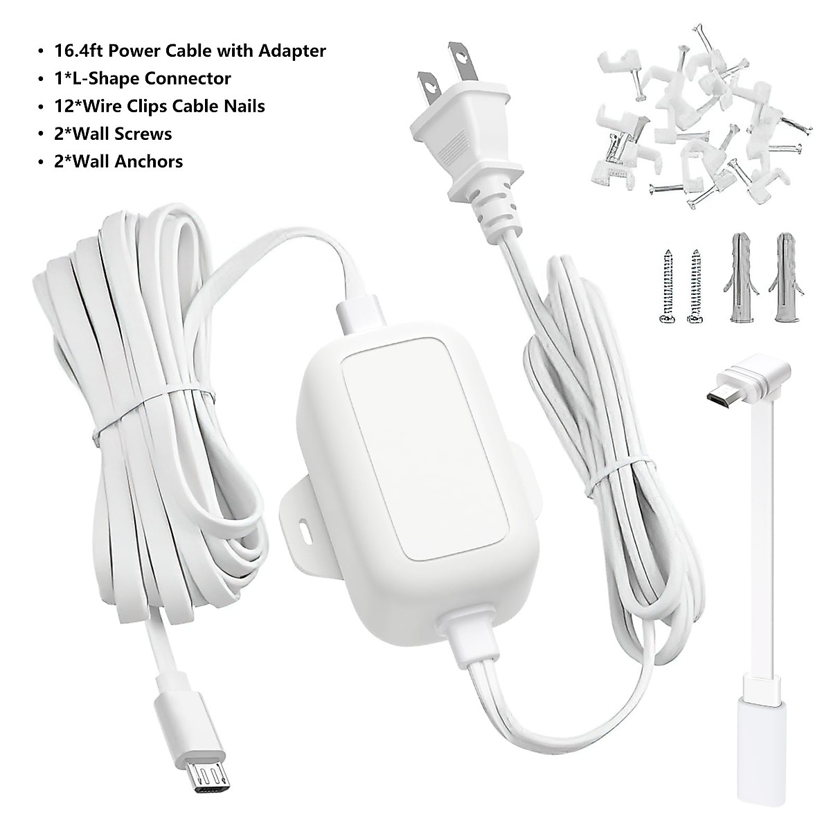 16.4FT Power Cable with Adapter Compatible with WYZE Cam Pan v3, Wyze Cam V4, Wyze Cam OG/V3/ V3 Pro, One-piece Molding with More Waterproof and Rust-proof to Keep 24-hour Power Supply for Outdoor Use