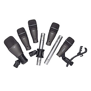 Samson DK707 7-Piece Drum Microphone Kit SR970 Professional Studio Headphones + 7X XLR Mic Cable 10 ft. + 7X Rip Tie Cable Tie + Photo4Less Black Cleaning Cloth – Deluxe Accessory Bundle