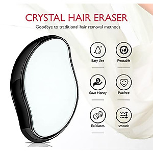 Crystal Hair Eraser for Women and Men, Magic Hair Eraser Crystal Hair Remover, Painless Exfoliation Hair Removal Tool for Arms Legs Back - Fast & Easy, Reusable & Washable, Portable Epilator