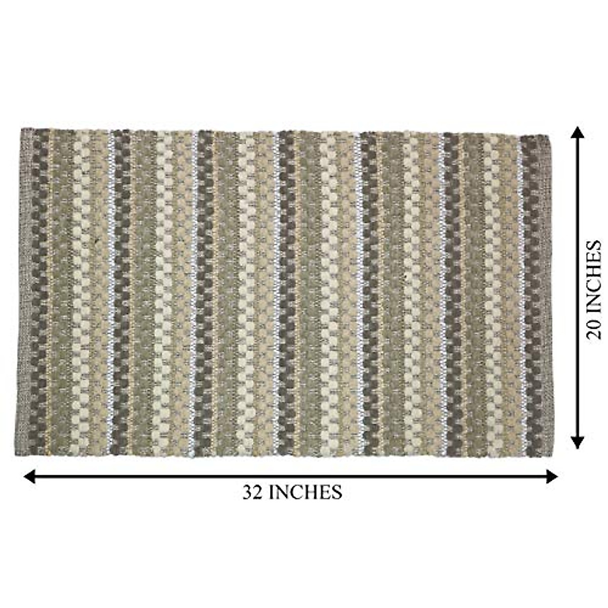 WOVEN ST. Polyester Cotton Area Rug | Carpets Suitable for Bedroom, Dining Room, Home Décor | Luxurious Handcrafted Traditional Rug | Recycled Cotton | Modern Indoor Rugs | 20’’ x 32’’ | Beige