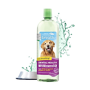 TropiClean Fresh Breath Plus Glucosamine for Hips & Joints | Dog Breath Water Additive | Dental Care | Dog Breath Freshener | Simple Pet Teeth Cleaning | Made in USA | 33.8 oz