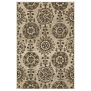Mohawk Home Belgravia Transitional Geometric, Ornamental Gray 8' x 11' Area Rug Perfect for Living Room, Dining Room, Office