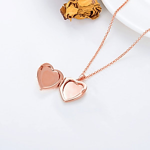 SOULMEET Rose Gold Plated Silver Rose Locket Necklace That Holds 2 Picture, I Love You Forever, 20" (Locket only)