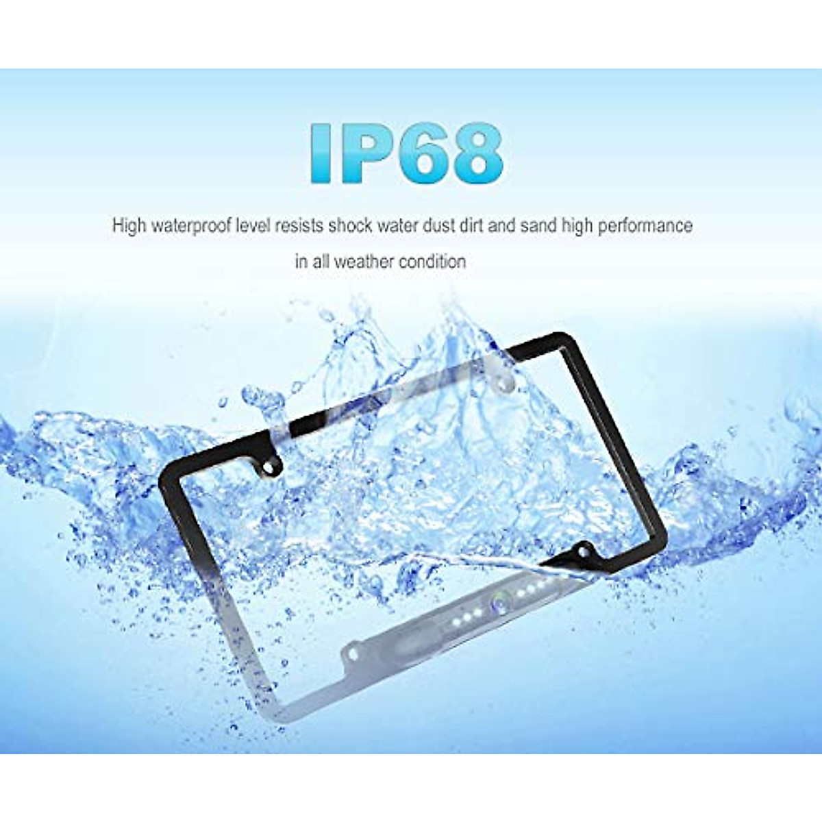 JPP License Plate Backup HD Camera, Rear View Camera 170° Viewing Angle Universal Night Vision Waterproof High Sensitive 7 Bright LED Reversing Car Camera