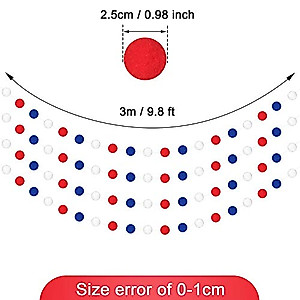 4 Piece 39.4 Feet St. Patricks Day Easter Felt Balls Hanging Banners Mardi Gras 4th of July Pom Pom Garland Banners for Holiday Party Wall Tree Mantel Decorations