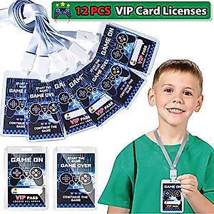 Golray 72Pcs Video Game Party Favors Kids Boy Gamer Birthday Gift with Box VIP Pass Holder LED Glasses Rings Toys for Teen Men Game On Birthday Party Supplies Decorations Pinata Goodie Bag Stuffers