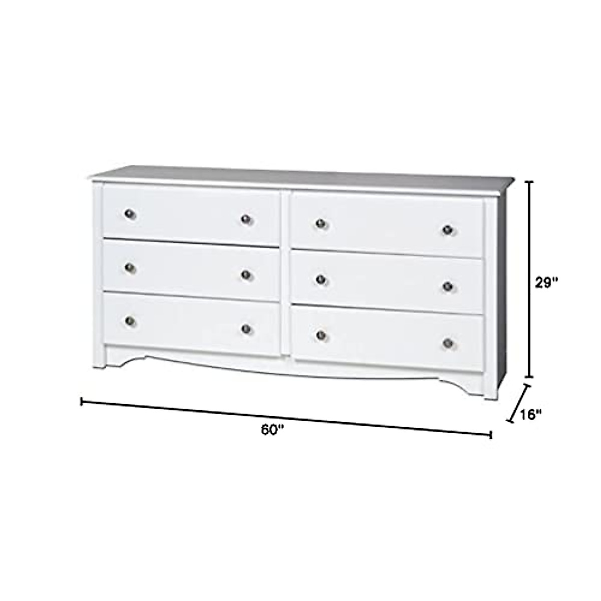 Sonoma 6 Drawer Double Dresser for Bedroom, White