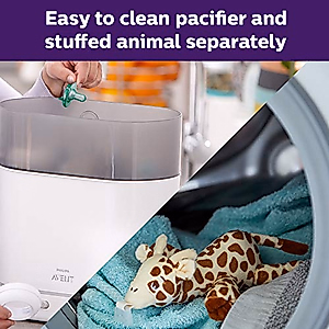 Philips AVENT Soothie Snuggle Pacifier Holder with Detachable Pacifier, 0m+, Giraffe, SCF347/01-1 Count (Pack of 1)