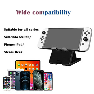 UDEE Bracket for Nintendo Switch, Steam Deck,Phone,iPad, Portable Folding Non-Slip Stand,4 Levels Angle Adjustment-Black