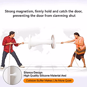 ZC GEL Magnetic Door Stopper Self Adhesive, Silicone Door Stop Holder Wall Mount Damage-Free with Durable Reusable Waterproof House Door Stopper, No Need to Drill Collision Mute No Trace (White)