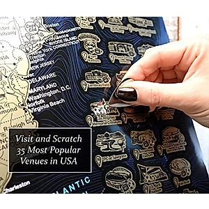 Scratch off map USA with List of TOP sport venues Bucketlist USA National Parks 16x24 Travel map, Premium gift, US map, United states Scratch off map wall poster Push pin map Usa