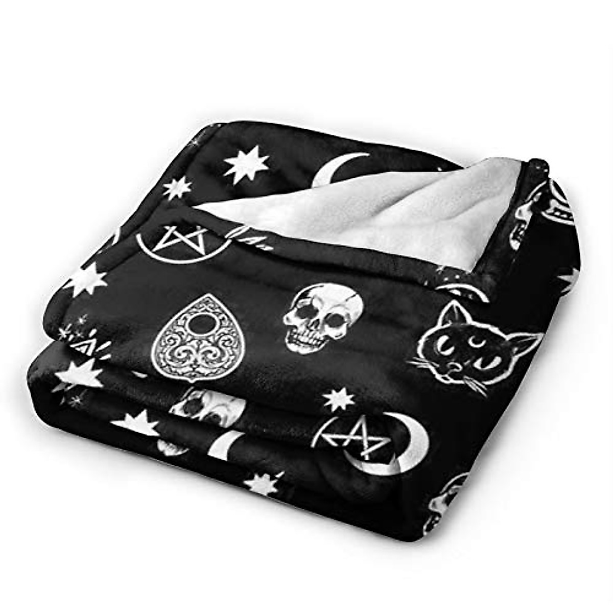 MSGUIDE Moon Gothic Pattern Throw Blanket for Couch Cozy Flannel Bed Blanket Soft Lightweight Warm Decorative Blanket for Sofa, Travel - All Seasons Suitable for Girls Boys Women Men