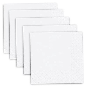 2 Ply White Lunch Napkins Disposable Four Fold Luncheon Paper Napkins 12.9" X 12.9" unfolded 100 Count every day use RosyDecor