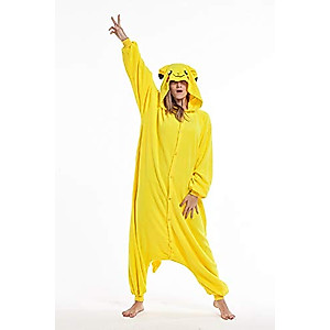Sqlszt Animal Adult Onesie One Piece Cosplay Pajamas Jumpsuit Costume for Women Men Halloween christmas M Yellow