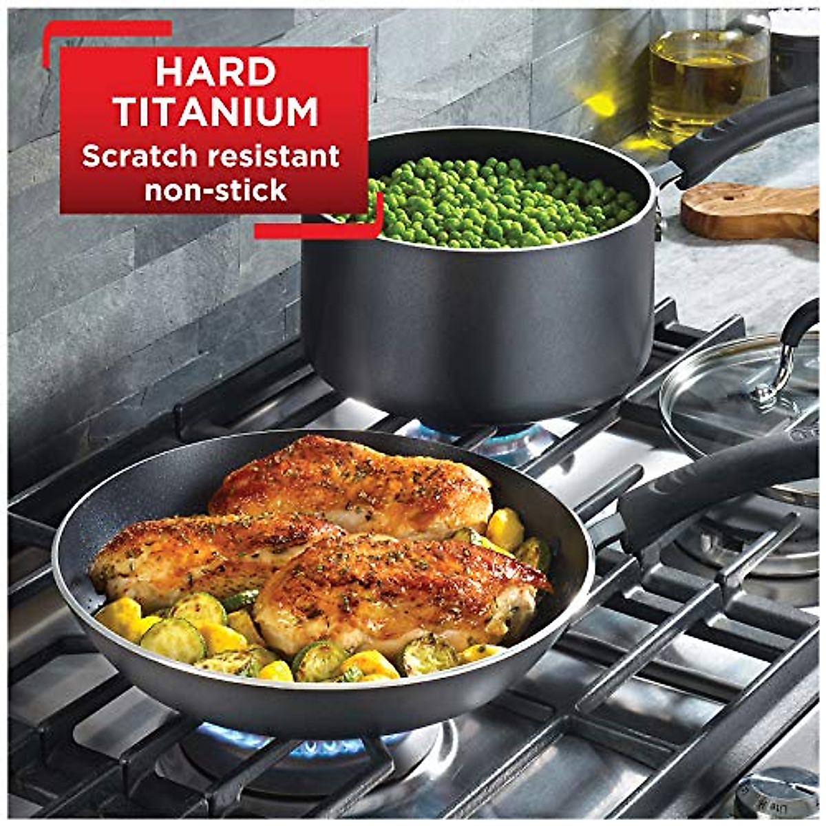 T-fal Experience Nonstick Cookware Set 12 Piece Induction Pots and Pans, Dishwasher Safe Black