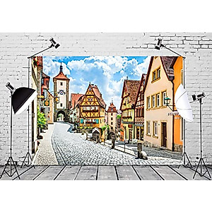 BELECO Oktoberfest Backdrop 15x8ft Fabric German Bavaria Town Street Backdrop Oktoberfest Bavarian Party Decorations Holiday Travel Background Wallpaper Home Decor Portrait Photoshoot Studio Props