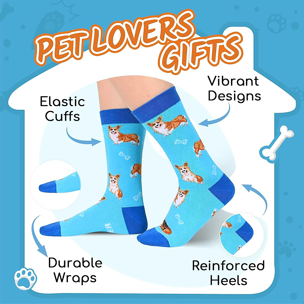 sockfun Funny Corgi Gifts for Corgi Lovers, Novelty Corgi Socks Women Men Stocking Stuffers for Mom Dad