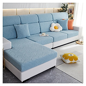 GRFIT Diamond Pattern Stretch Sofa Covers，Separate Cushion Couch Chaise Cover，for L U -Shaped Sofa Chaise Longue，for Leather/Linen Sofa (Color : Light Blue, Size : Single(1pcs))