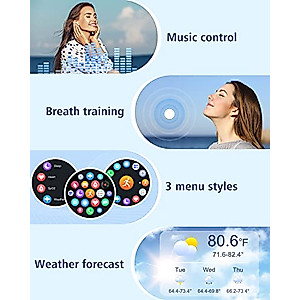 HUAKUA Smart Watches for Women Men (Answer/Make Calls) Compatible with iPhone/Android Phones, Reloj para Mujer Hombre Round Fitness Tracker with Heart Rate Monitor Sleep/Steps Tracker Waterproof Pink