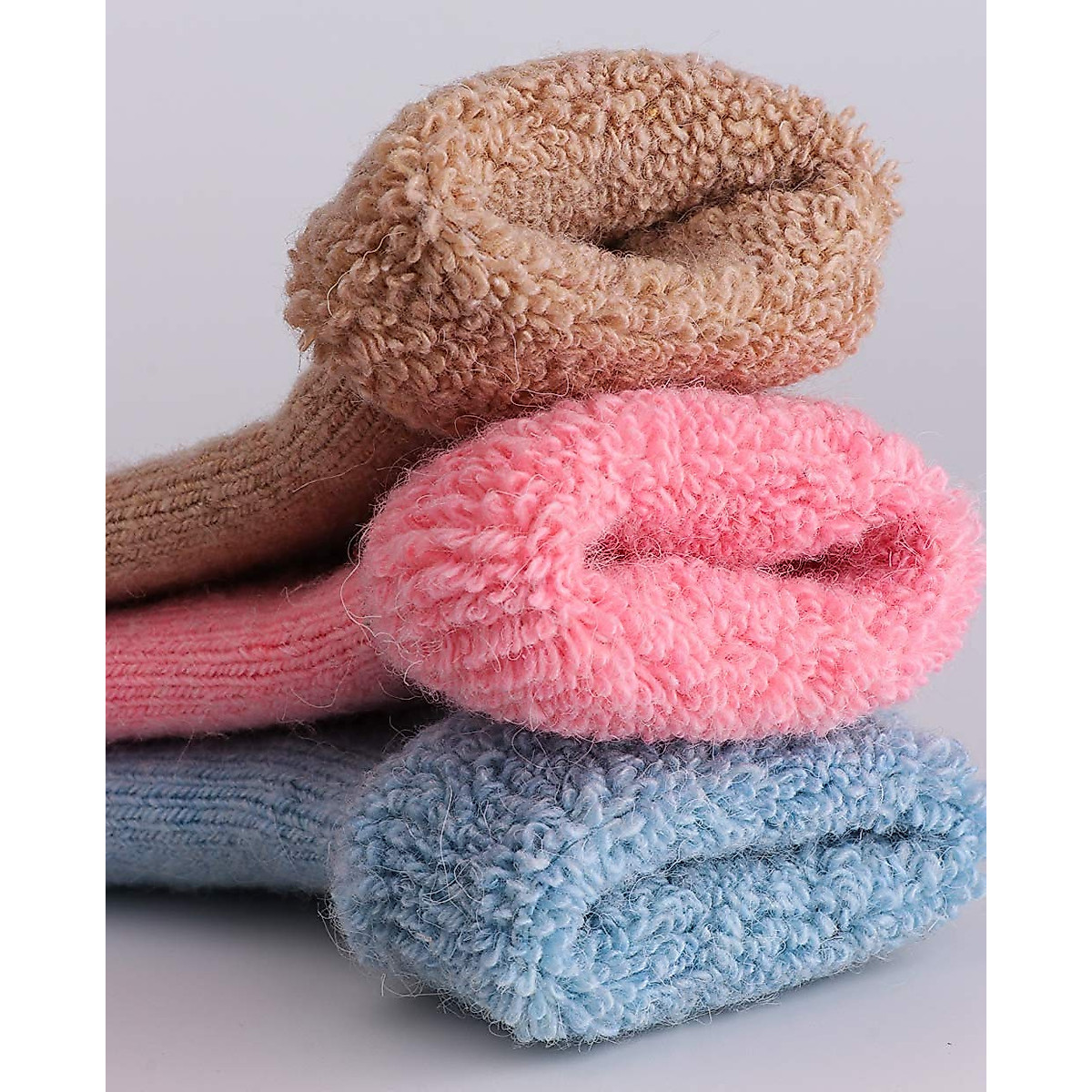 Baby Toddler Thick Wool Socks - Super Warm Soft Winter Solid Color Casual Crew Socks For Baby Girls Boys(Pack of 3)