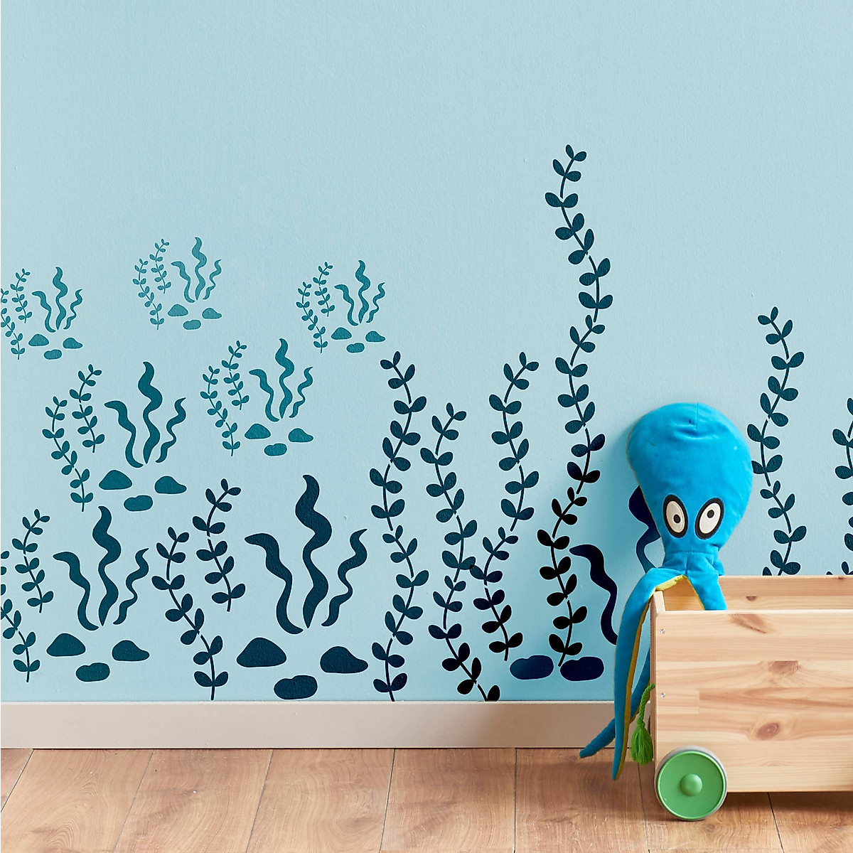 NAKLEO 5 pcs Reusable Plastic Stencils - Seaweed Algae Aquarium - 13.4" to 3.5" - Pattern Children Kids Painting Template Room Decor - Craft DIY Wall Furniture