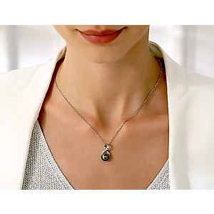 CHAULRI Infinity Earrings AAA Top Grade Genuine Tahitian Black Pearl 8-9mm 18K Gold Plated 925 Sterling Silver – Birthday Anniversary Jewelry Gifts for Women (18K White Gold)