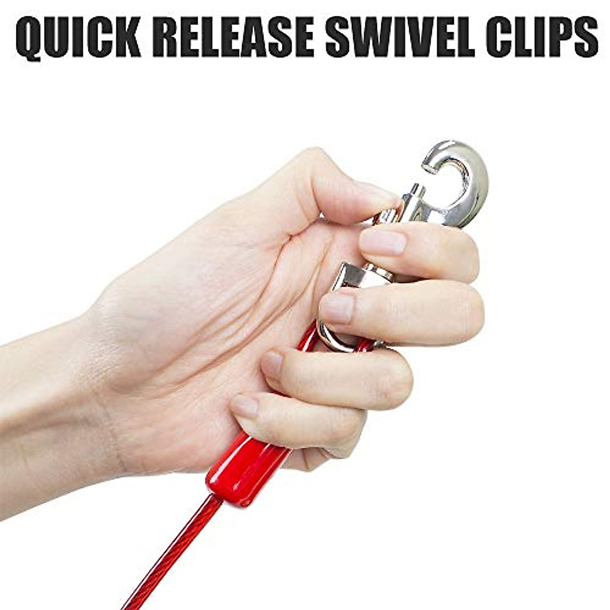 BV Pet Tie Out Cable for Dogs Up to 125 Pounds, 30 Feet (Red/ 125lbs/ 30ft)