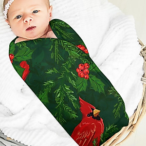 LAKIMCT Red Cardinal Bird Round Soft Baby Blankets for Boys Girls, Newborn Blanket for Suitable for Swaddling Sleep Stroller Cover Nursery Blanket, 35 Inch