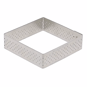 de Buyer Perforated Square Tart Ring - L: 2.75” x H: 0.8” - Perfect for Baking Beautifully Crisp Tarts - Easy to Use & Clean - Made in France