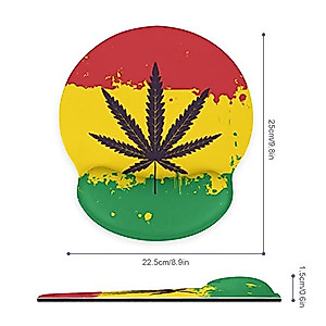 SEPTYK Rasta Flag Marijuana Leaf Pattern Ergonomic Mouse Pad with Wrist Support Rest Gel Non-Slip Rubber Base Mousepad for Computer Laptop Home Office Gaming Pain Relief