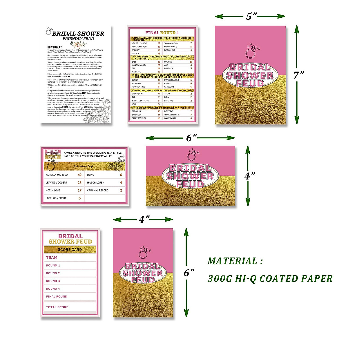 Bridal Friendly Feud Game Set, Bridal Shower Games Supplies, Wedding Shower Games for Adults, Feud Quiz, Engagement Party Bridal Shower Favors, Wedding Shower Decorations - SC01