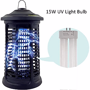 Bug Zapper Replacement Bulb for Indoor Outdoor, U-Shaped Twin Tube Bulb, 15Watt Replacent Bug Zapper Light Bulb with 4-Pin Base, Insect Attracting Lamp