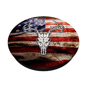 Deer Skull Hunting American Flag Patriotic USA Pride Gift PopSockets PopGrip: Swappable Grip for Phones & Tablets
