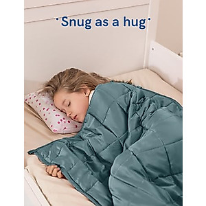 YnM Exclusive Kids Cooling Weighted Blanket, Smallest Compartments with Glass Beads, Bed Blanket for One Person of 60lbs, Ideal for Twin Bed (41x60 Inches, 7 Pounds, Sea Grass)