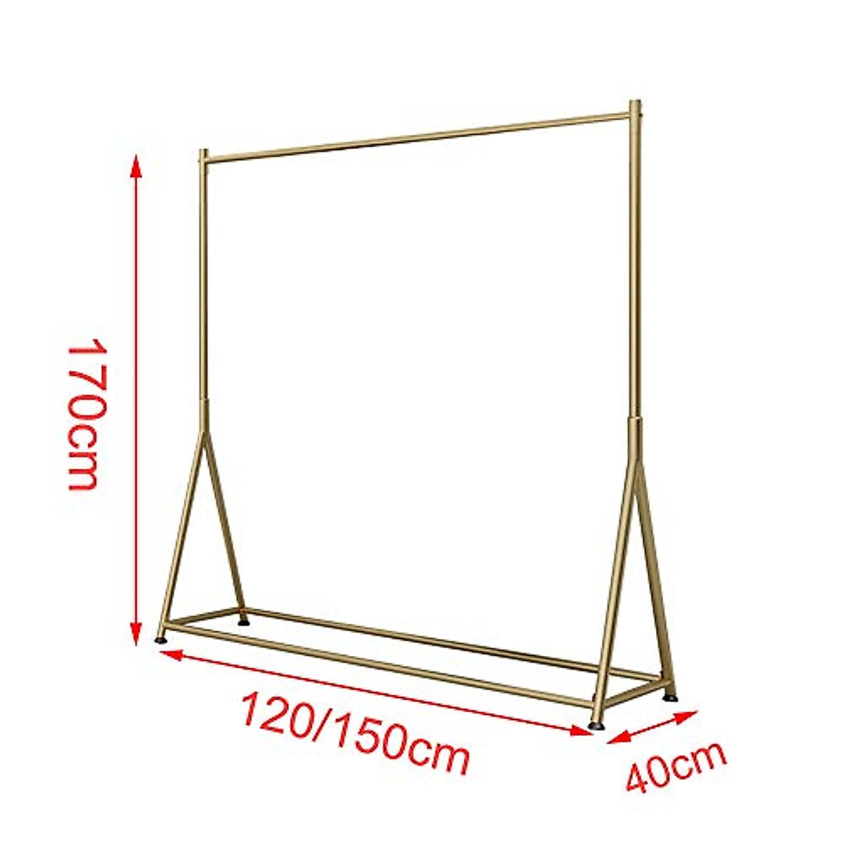 Iron Floorstanding Garment Rail,Simple Modern Clothes Rail,Fashion Durable/Golden / 150×170×40cm